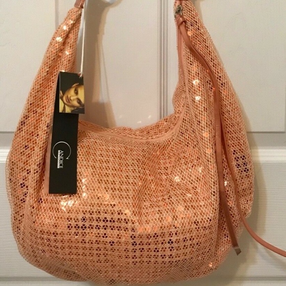 Bags | Medium Rose Gold Sequins Mesh Purse Handbag | Poshmark